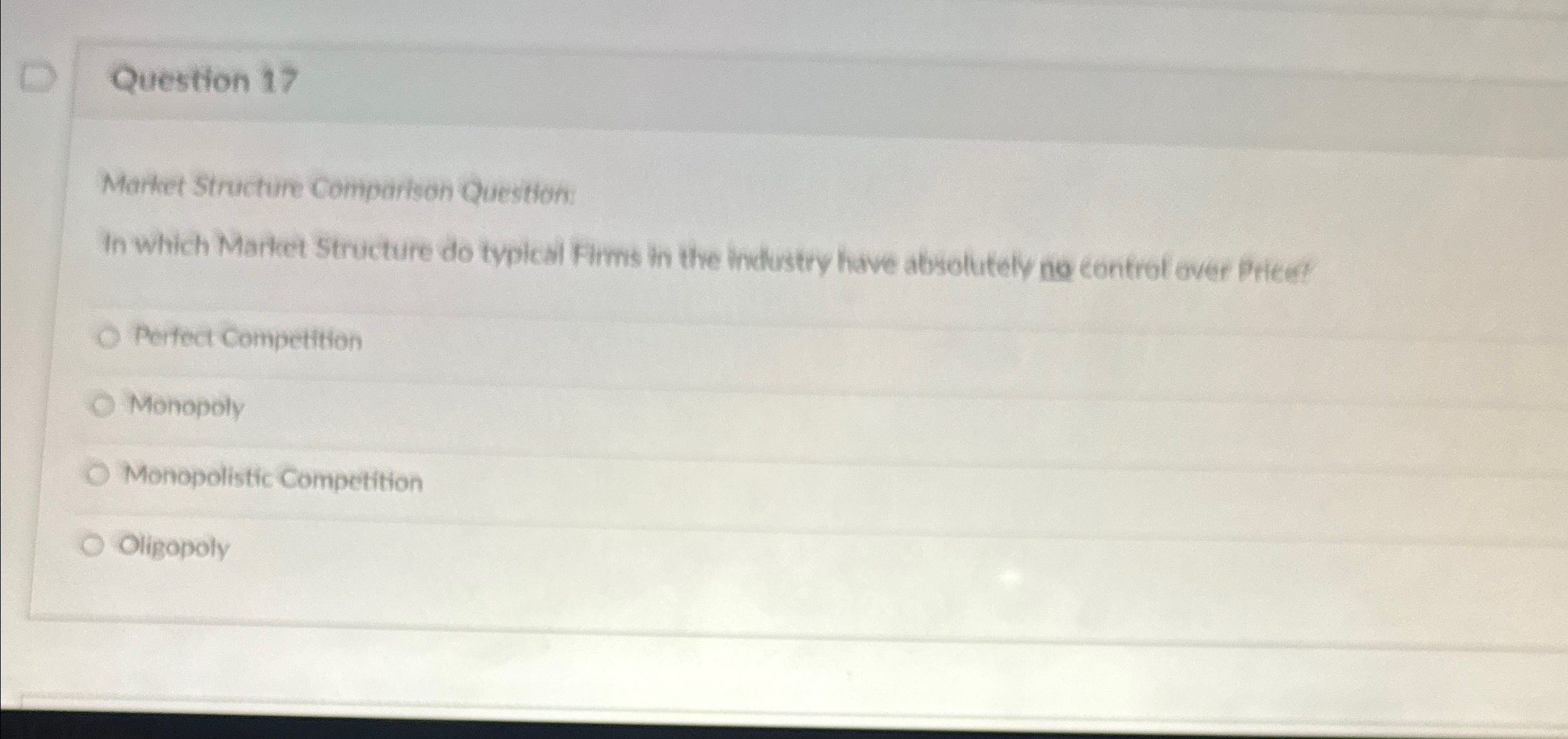 Solved Question 17Market Structure Comparison QuestionIn | Chegg.com