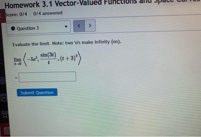 Solved lomework 3.1 Vector-Valued Functions and Space Curves | Chegg.com