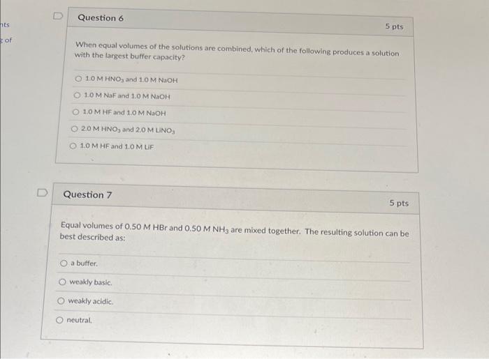 Solved When equal volumes of the solutions are combined, | Chegg.com