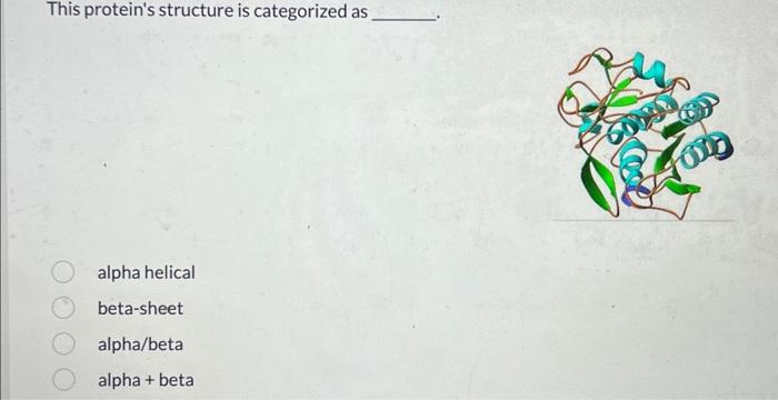 Solved This protein's structure is categorized as alpha | Chegg.com
