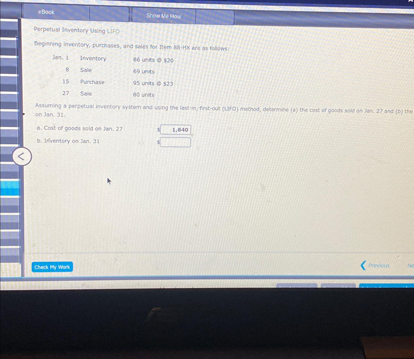 Solved \table[[eBook,],[Perpetual Inventory Using | Chegg.com