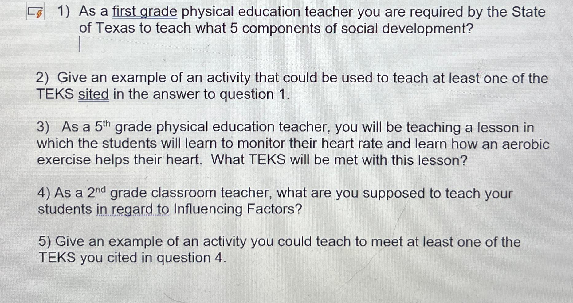 Solved As a first grade physical education teacher you are | Chegg.com