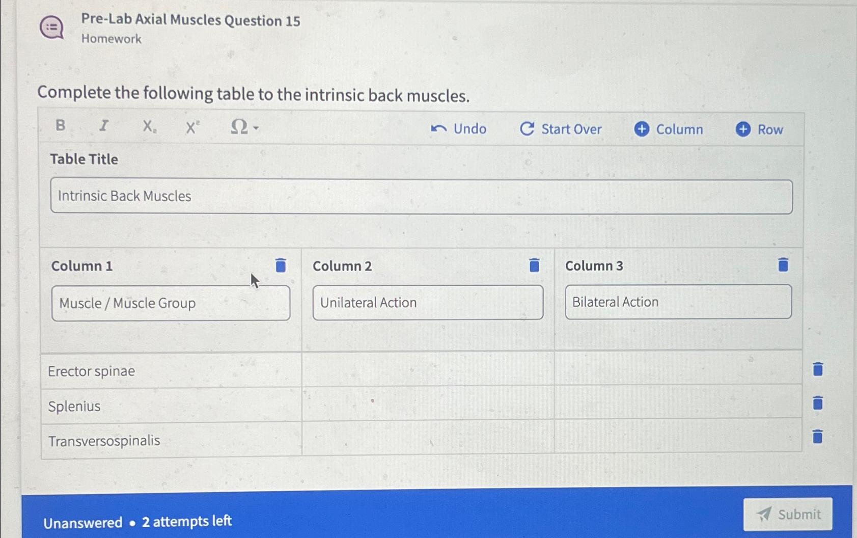 Solved Pre-Lab Axial Muscles Question 15HomeworkComplete the | Chegg.com