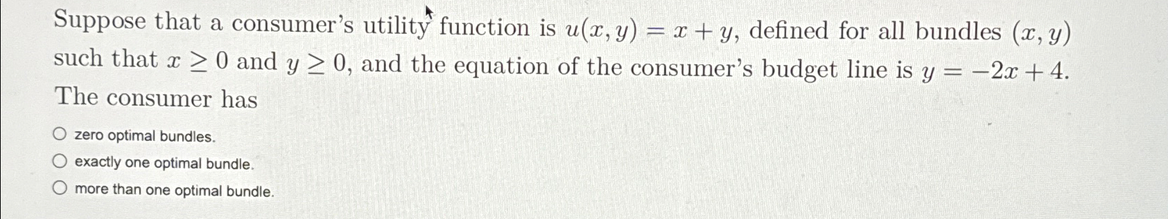 Solved Suppose that a consumer's utility function is | Chegg.com