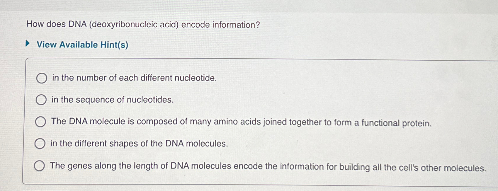Solved How does DNA (deoxyribonucleic acid) ﻿encode | Chegg.com