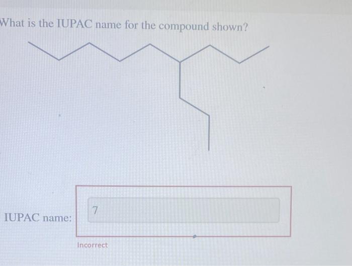 Solved What is the IUPAC name for the compound shown? IUPAC | Chegg.com