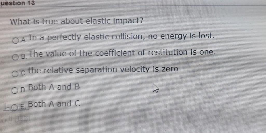 Solved uestion 13 What is true about elastic impact? O A In | Chegg.com