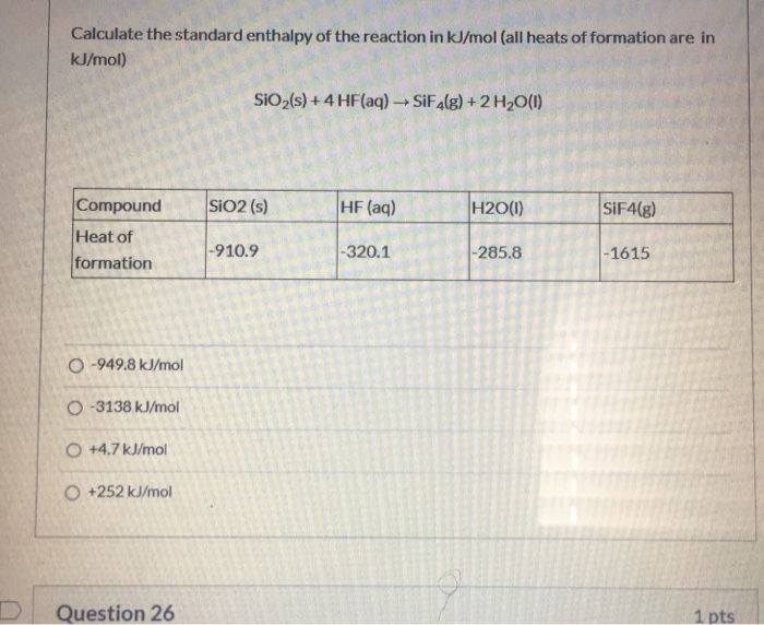 Solved Calculate the standard enthalpy of the reaction in | Chegg.com