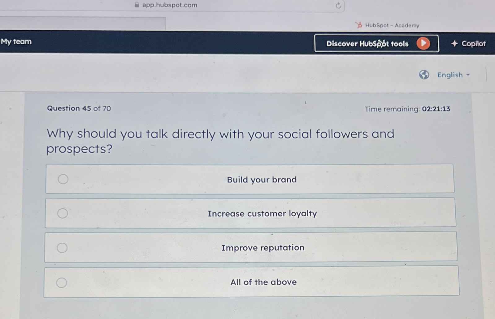 Solved app.hubspot.comHubSpot - ﻿AcademyMy teamDiscover | Chegg.com