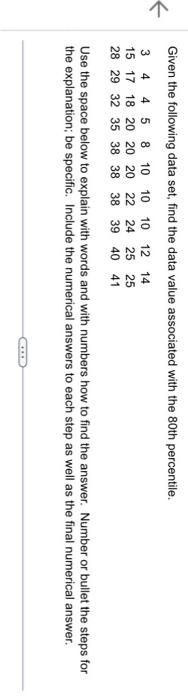 Solved Given the following data set, find the data value | Chegg.com