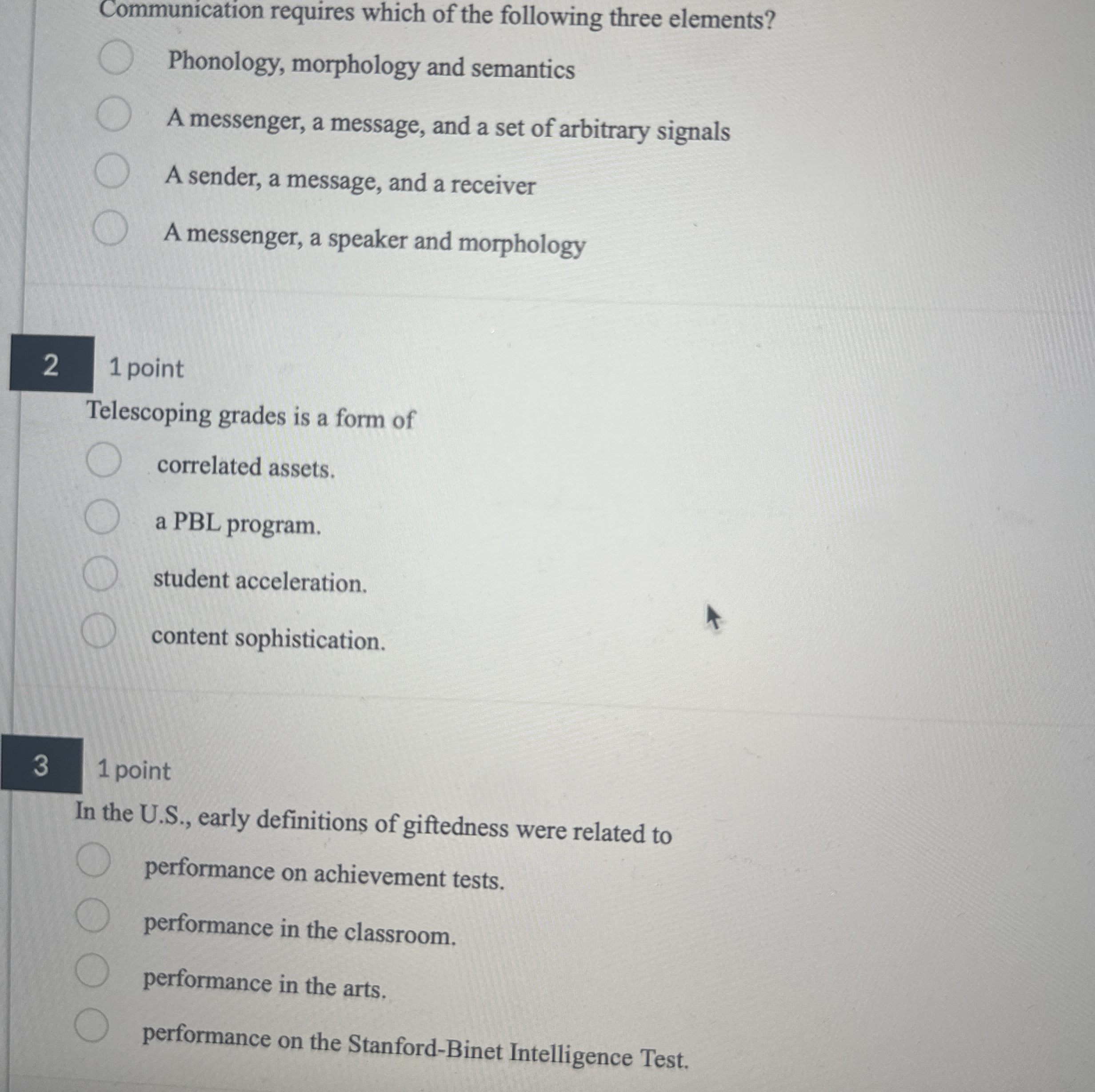 Solved Communication requires which of the following three | Chegg.com