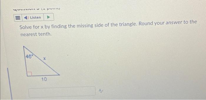 Solved Solve for x by finding the missing side of the | Chegg.com