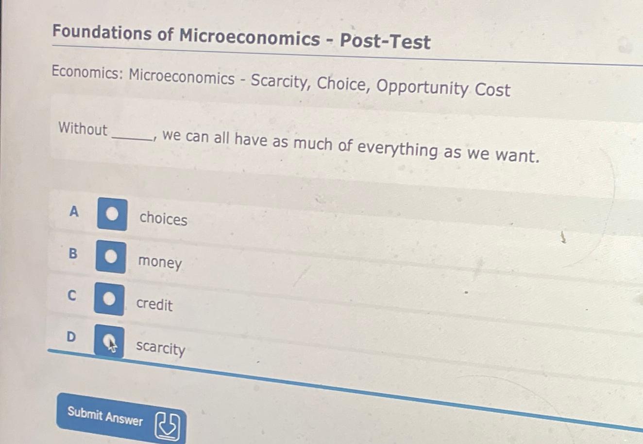 Solved Foundations of Microeconomics - ﻿Post-TestEconomics: | Chegg.com
