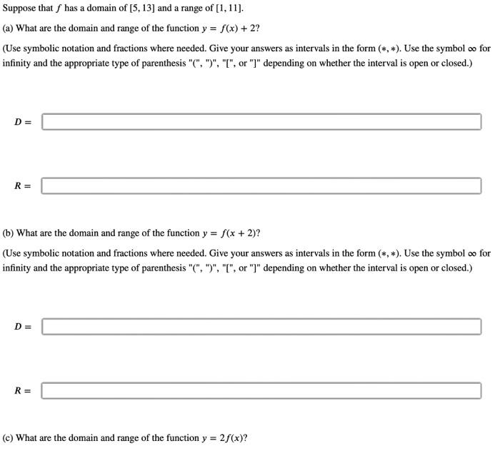 Solved Suppose that f has a domain of [5,13] and a range of | Chegg.com