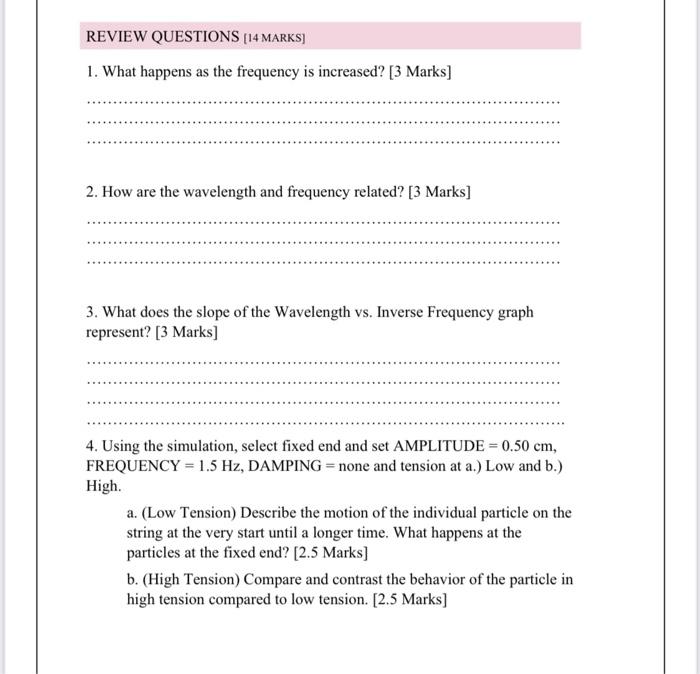 Solved PROCEDURE 1. Access PhET interactive Wave on a String | Chegg.com