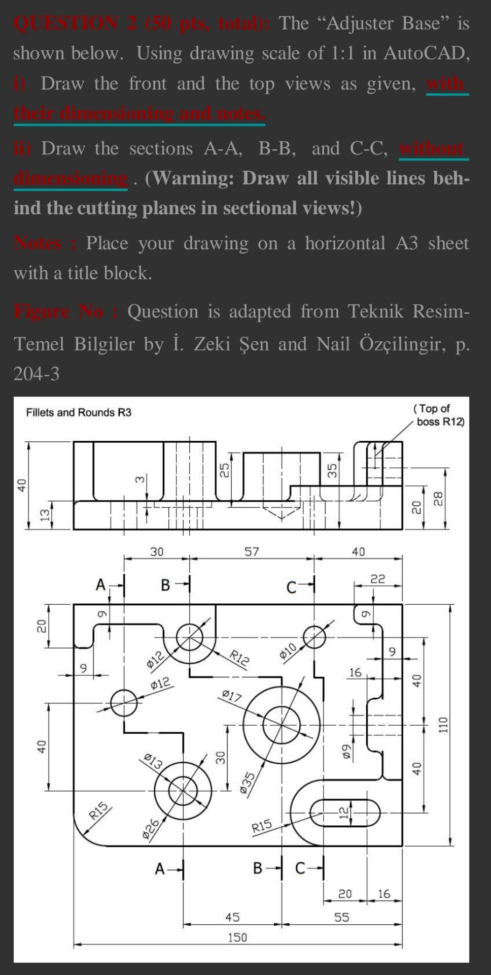 Solved The "Adjuster Base" is shown below. Using drawing | Chegg.com