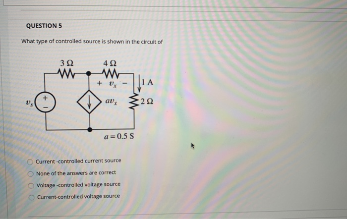 Solved QUESTION 5 What type of controlled source is shown in | Chegg.com