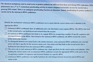 Solved The chemical mechanisms used to avoid errors in | Chegg.com