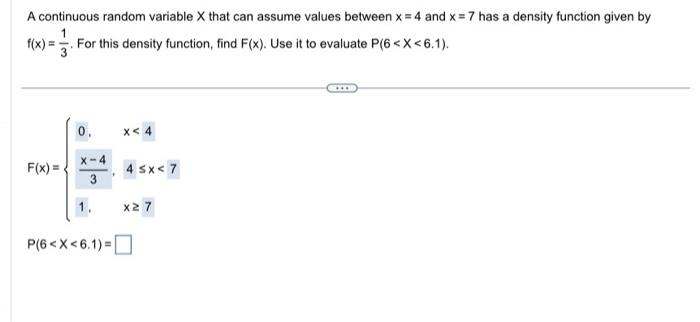 Solved A continuous random variable x that can assume values | Chegg.com