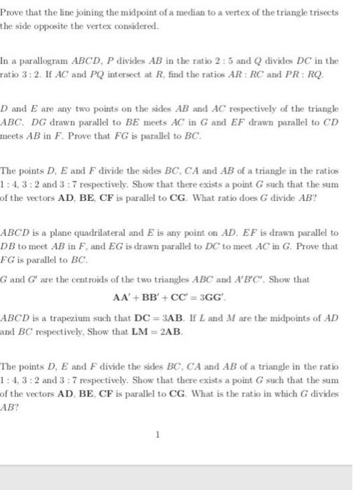 Solved Prove that the line joining the midpoint of a median | Chegg.com