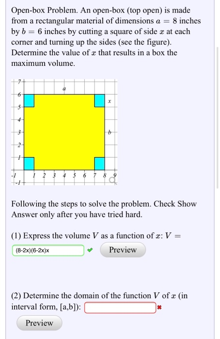 Solved Open-box Problem. An open-box (top open) is made from | Chegg.com