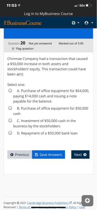 Solved 11:53 5GE Log in to MyBusiness Course BusinessCourse | Chegg.com