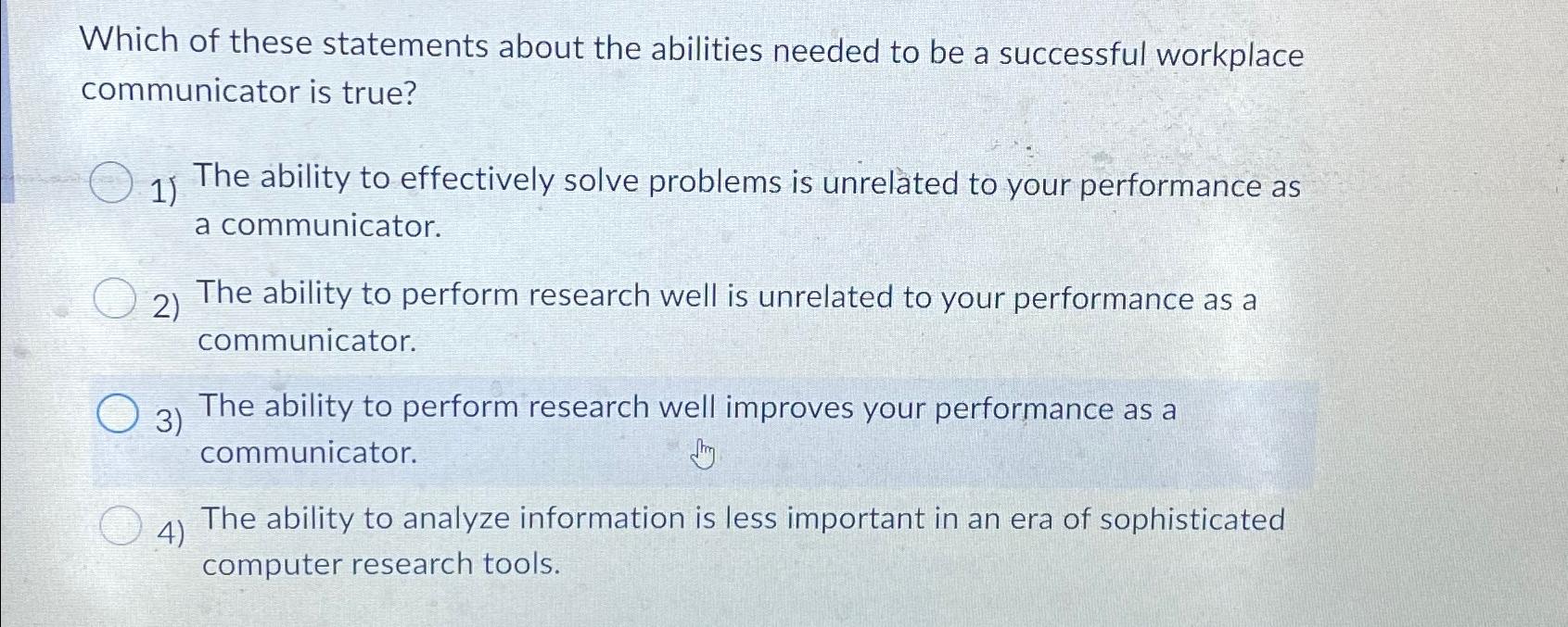 Solved Which of these statements about the abilities needed | Chegg.com