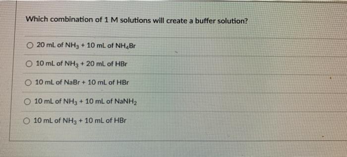 Solved Which combination of 1 M solutions will create a | Chegg.com