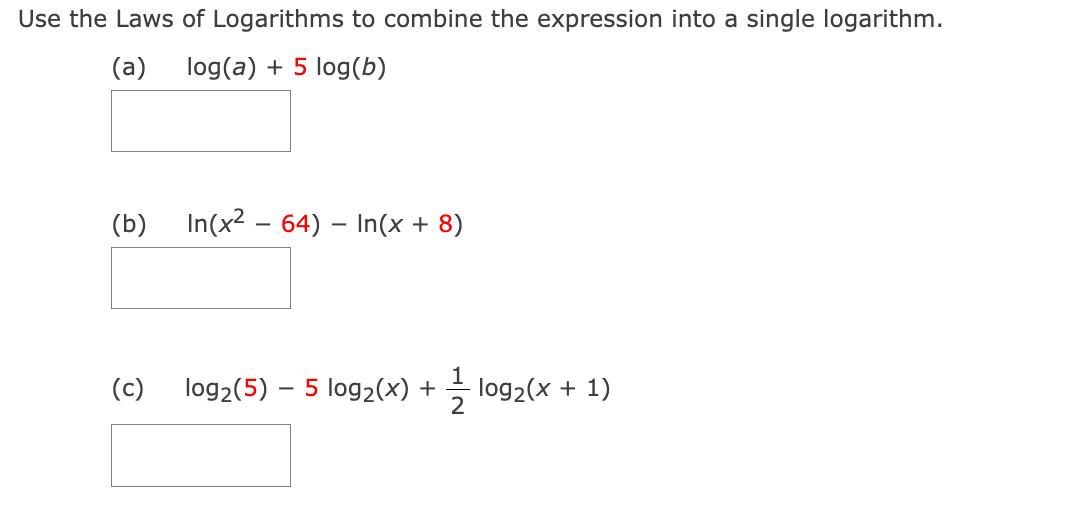 Solved Use the Laws of Logarithms to combine the expression | Chegg.com