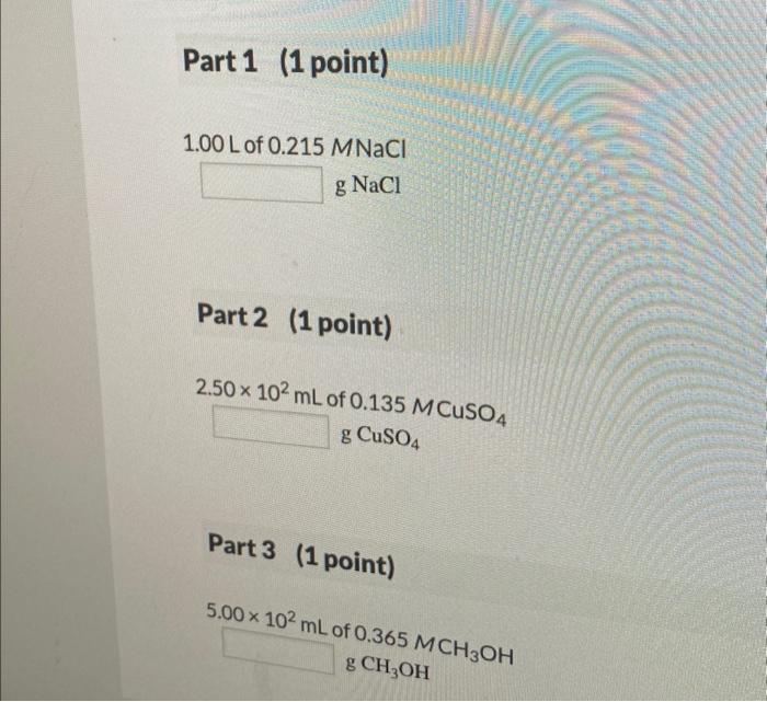 Solved How many grams of solute are needed to prepare each | Chegg.com