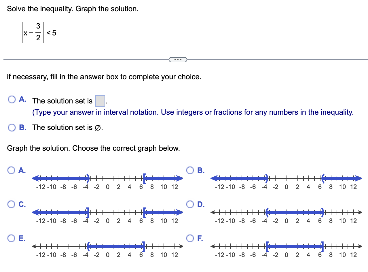 Solved Solve the inequality. Graph the solution.|x-32|
