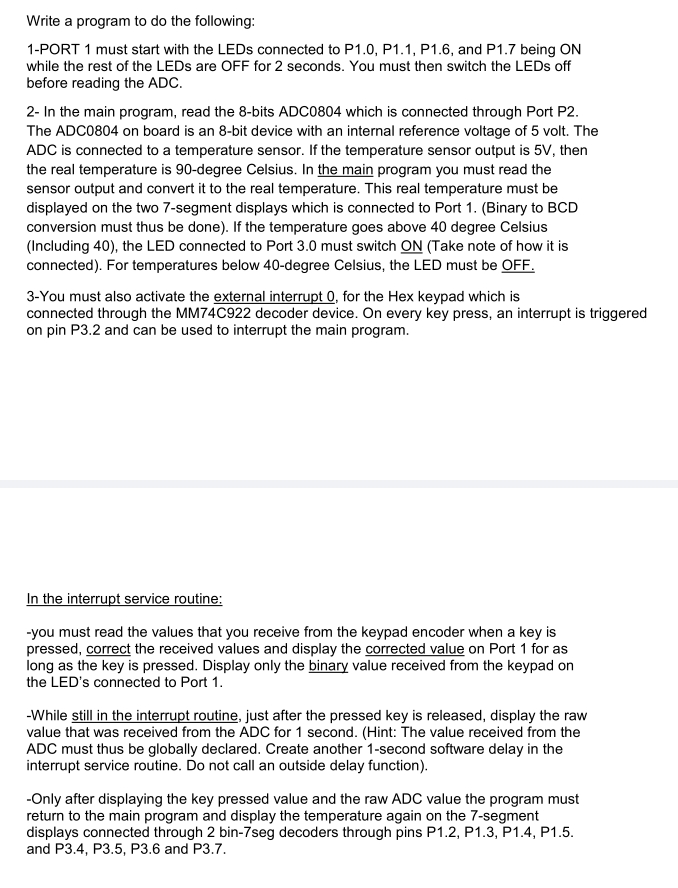 Write a program to do the following:1-PORT 1 ﻿must | Chegg.com