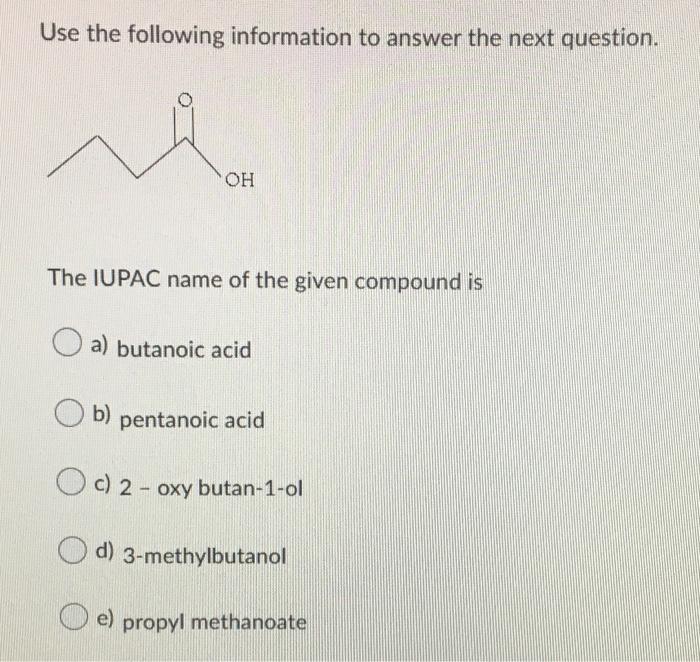 Solved Use the following information to answer the next | Chegg.com