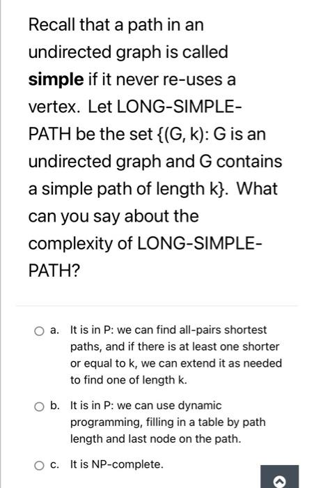 Solved Recall that a path in an undirected graph is called | Chegg.com