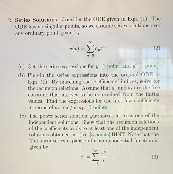 Solved 1. Homogeneous ODE. Consider the following | Chegg.com