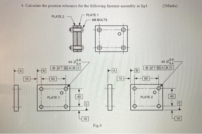 Solved a)-What does feature control frame labeled "P" apply | Chegg.com