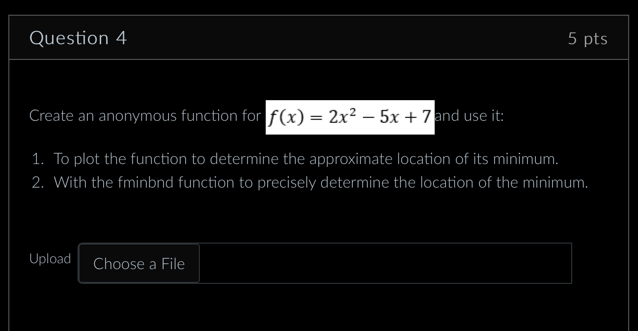 Question 45 ﻿ptsCreate an anonymous function for | Chegg.com