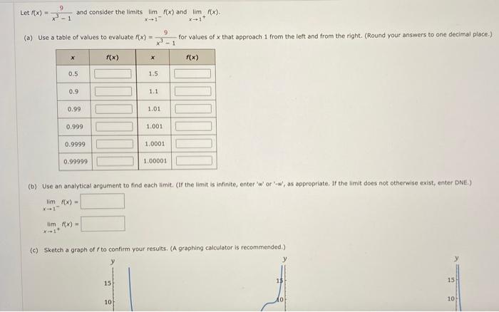 Solved Let F X X3−19 And Consider The Limits Limx→1−f X