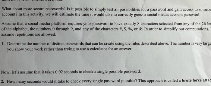 Solved What about more secure passwords? Is it possible to | Chegg.com