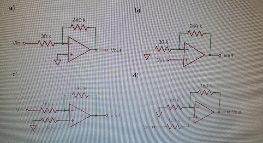 Solved for each OP-amp circuit below, calculate gain and | Chegg.com