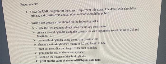 Solved Design a class named Cylinder to represent cylinders. | Chegg.com
