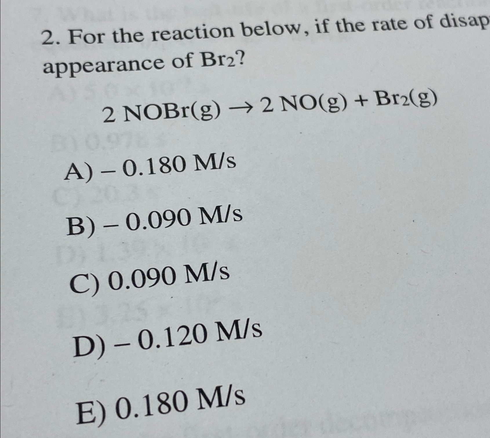 Solved For the reaction below, if the rate of disap | Chegg.com