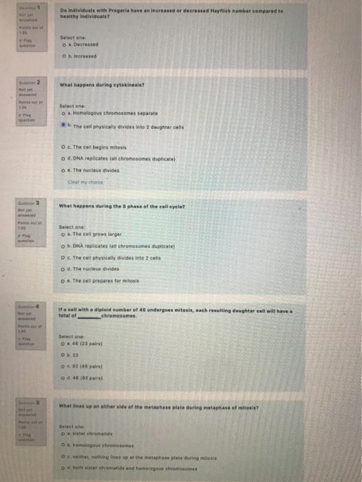 Solved De Individuals with Progeria have an increased er ise | Chegg.com