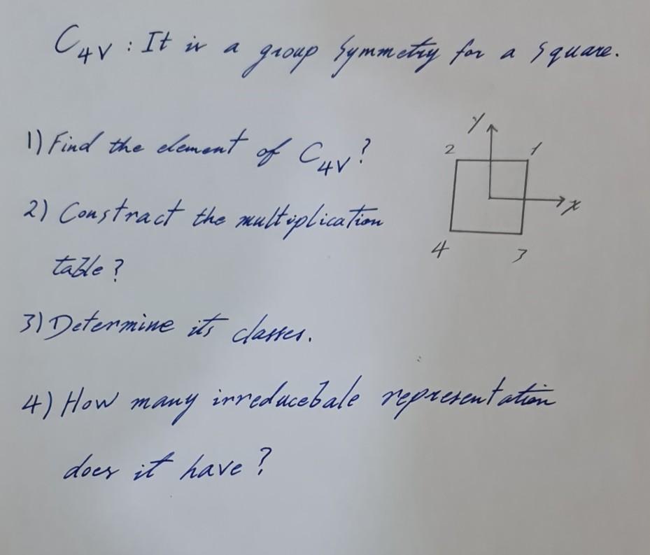 Solved 1) Find the element of C4v? 2) Consract the | Chegg.com