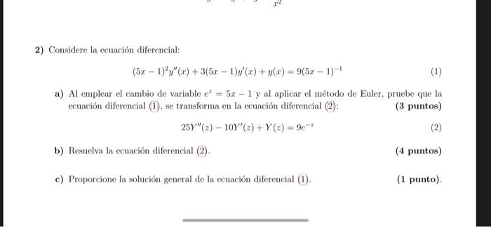 Solved Consider the differential equation (1)a) By using the | Chegg.com