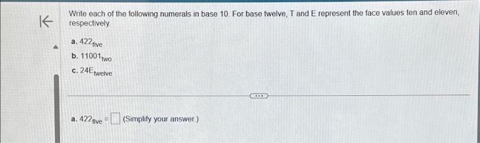 Solved K Write each of the following numerals in base 10. | Chegg.com