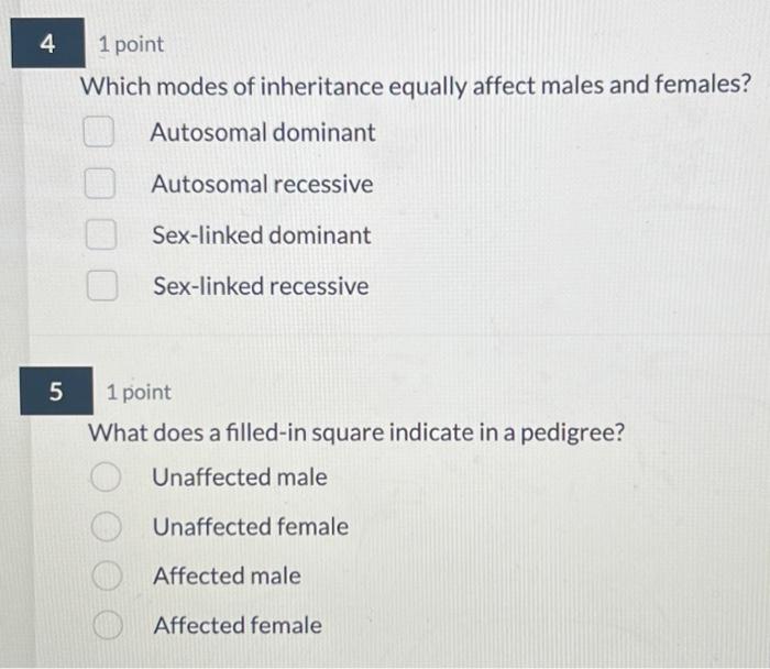 Solved Which modes of inheritance equally affect males and | Chegg.com