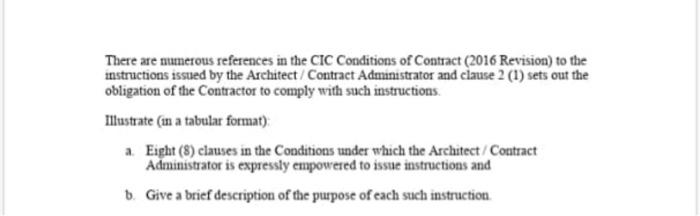 Solved There are numerous references in the CIC Conditions | Chegg.com
