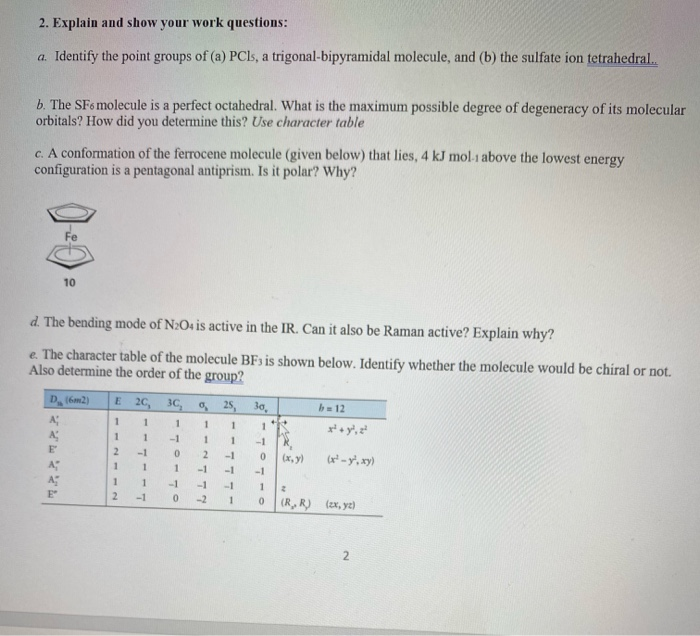 Solved 2. Explain and show your work questions: a. Identify | Chegg.com