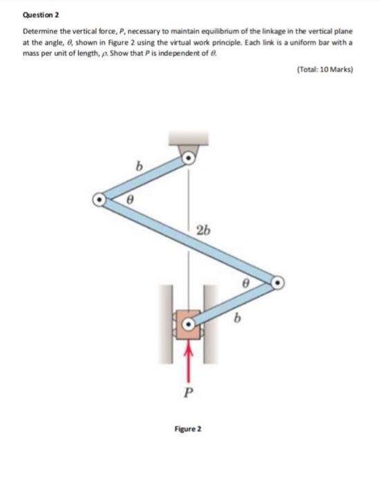 Solved Question 2 Determine the vertical force, P, necessary | Chegg.com
